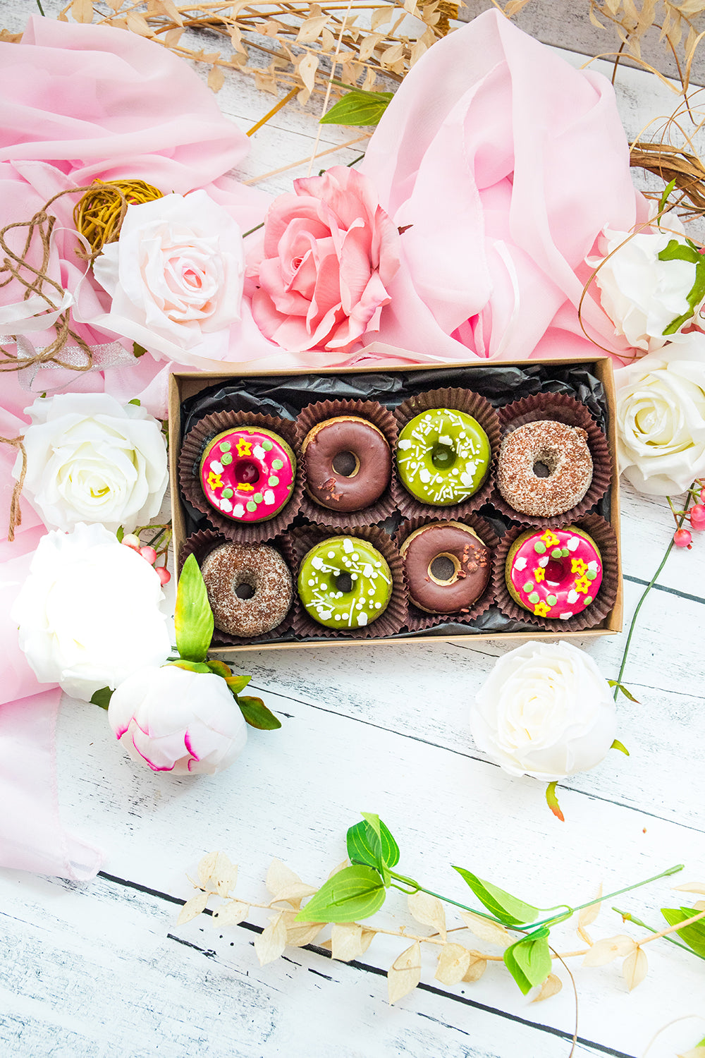 Rainbow Donut Box, 8 pcs – Pamela Wasabi Bakery
